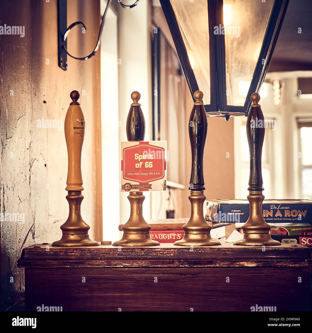 Pub beer pumps for display purposes only Stock Photo - Alamy