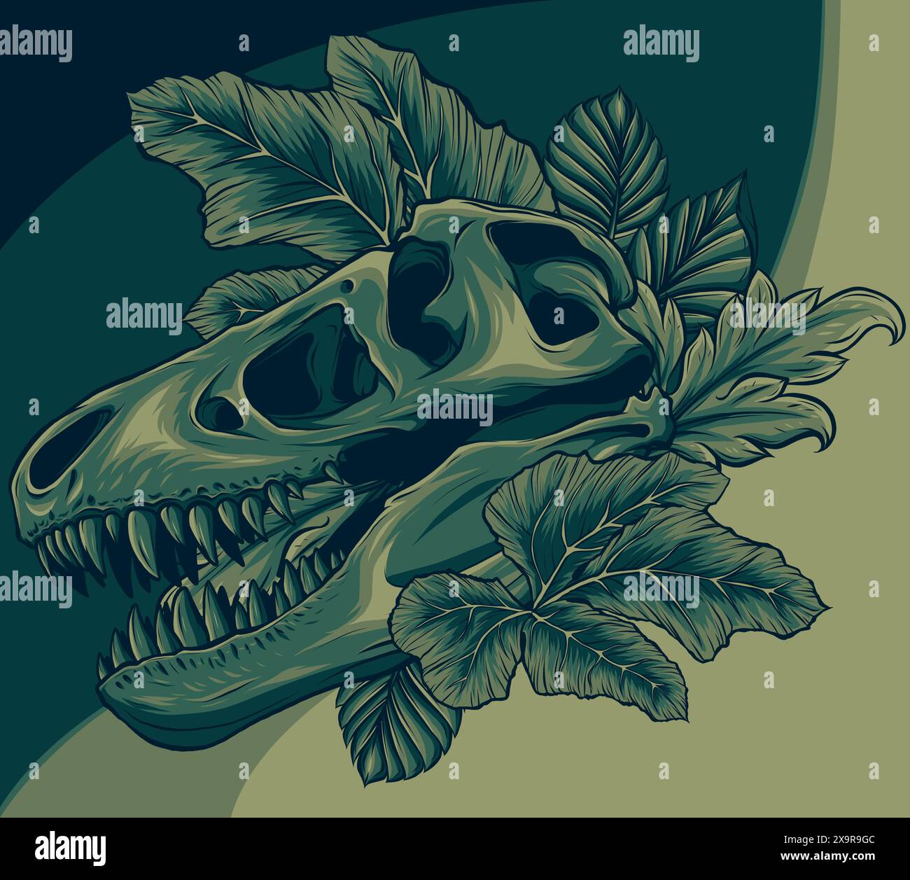 vector illustration of Tyrannosaurus rex and leaves Stock Vector Image & Art - Alamy