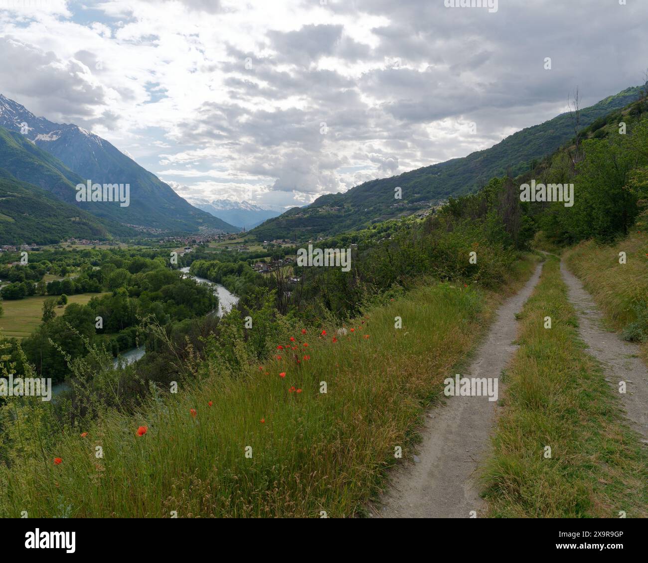 Via Francigena (aka Camino to Rome) Pilgrim Route and River Dora Baltea ...