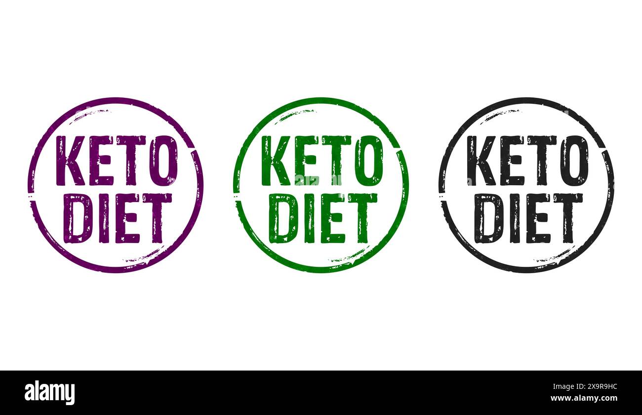 Keto diet stamp icons in few color versions. Ketogenic friendly food ...