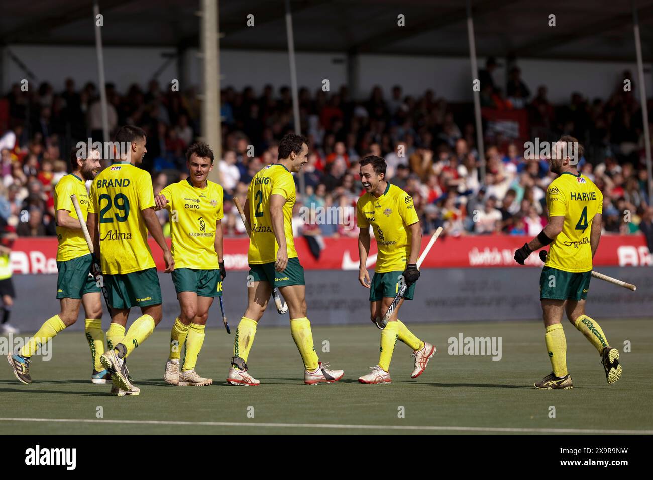 Australia 's players celebrate after Australia's Lachlan Sharp scored ...