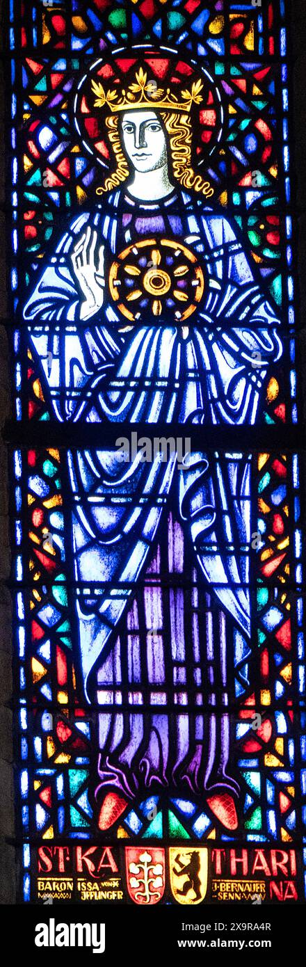 Stained-glass window depicting St.Francis in the Cathedral of St, Mary ...