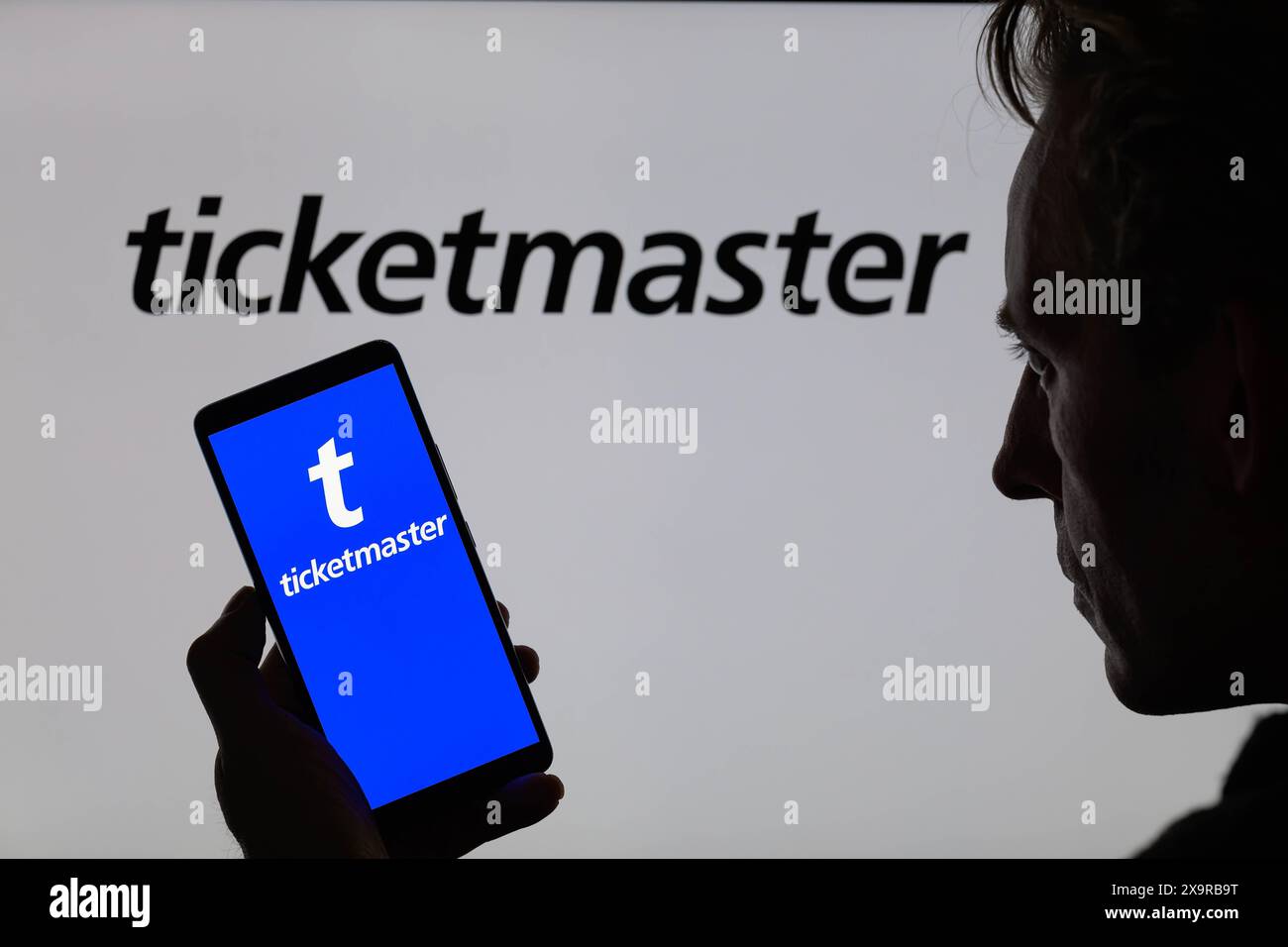 Brussels, Belgium. 02nd June, 2024. Ticketmaster logo is being ...