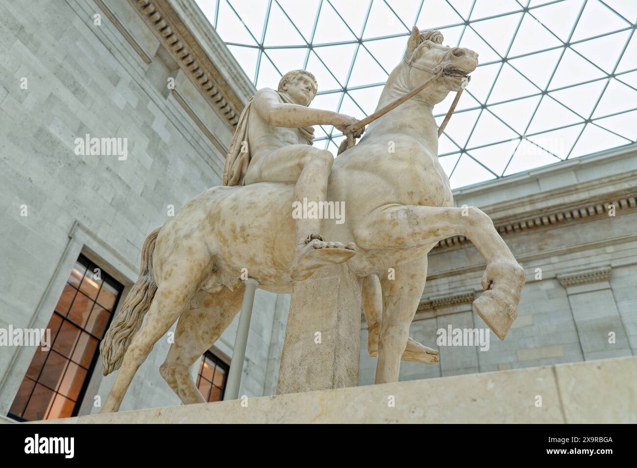 Roman Equestrian Statue in the Great Court, a covered central quadrangle of the British Museum ...