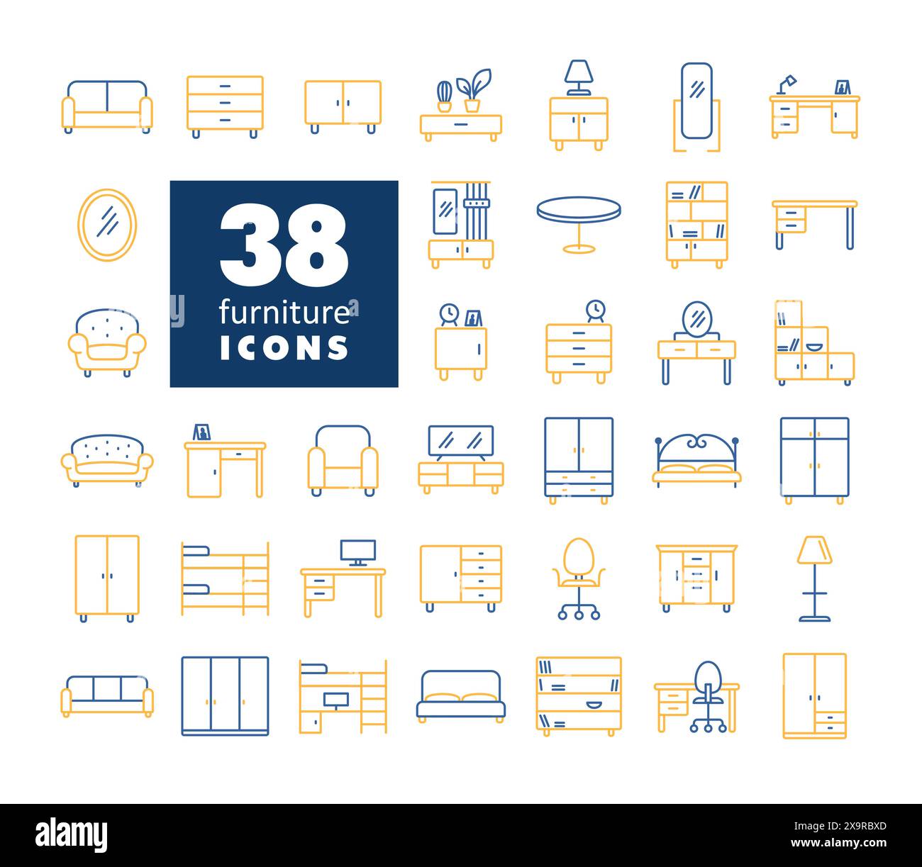Simple set of Furniture vector icon. Graph symbol for furniture, web ...