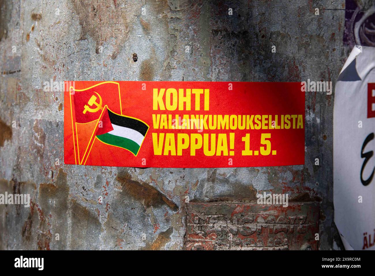 Kohti vallankumouksellista vappua! A red sticker with Soviet Union and ...