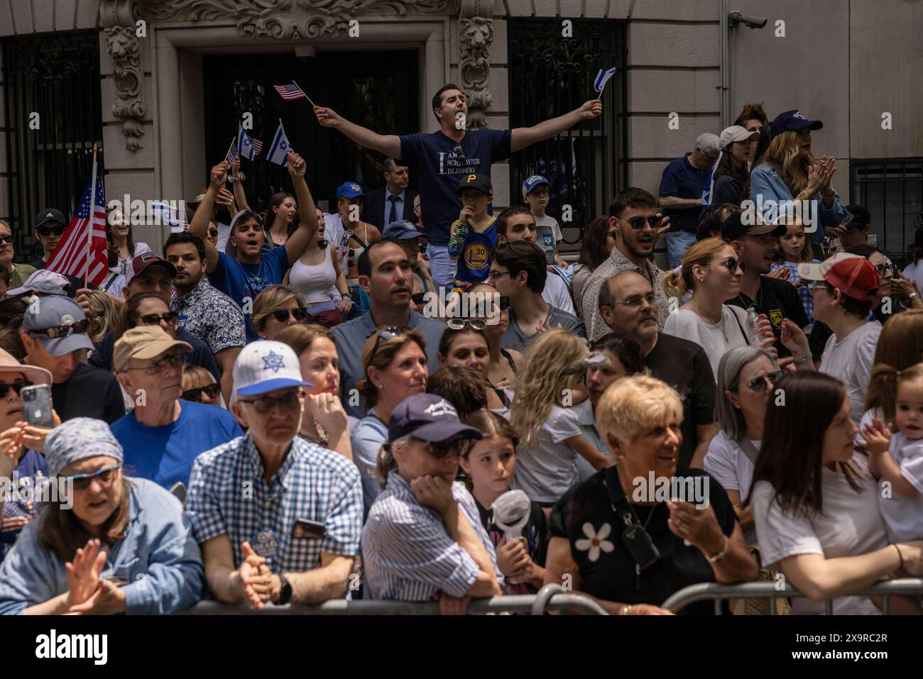 People gather for the annual Israel Day Parade on Fifth Avenue on ...