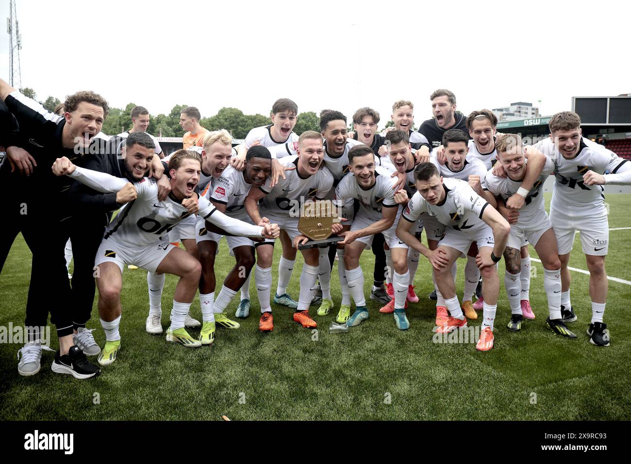 ROTTERDAM - NAC Breda goalkeeper Pepijn van de Merbel, Boyd Lucassen of ...