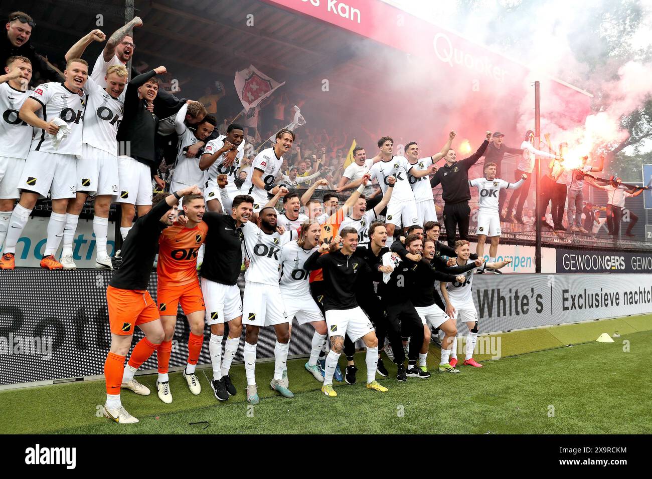 ROTTERDAM - NAC Breda goalkeeper Pepijn van de Merbel, Boyd Lucassen of ...