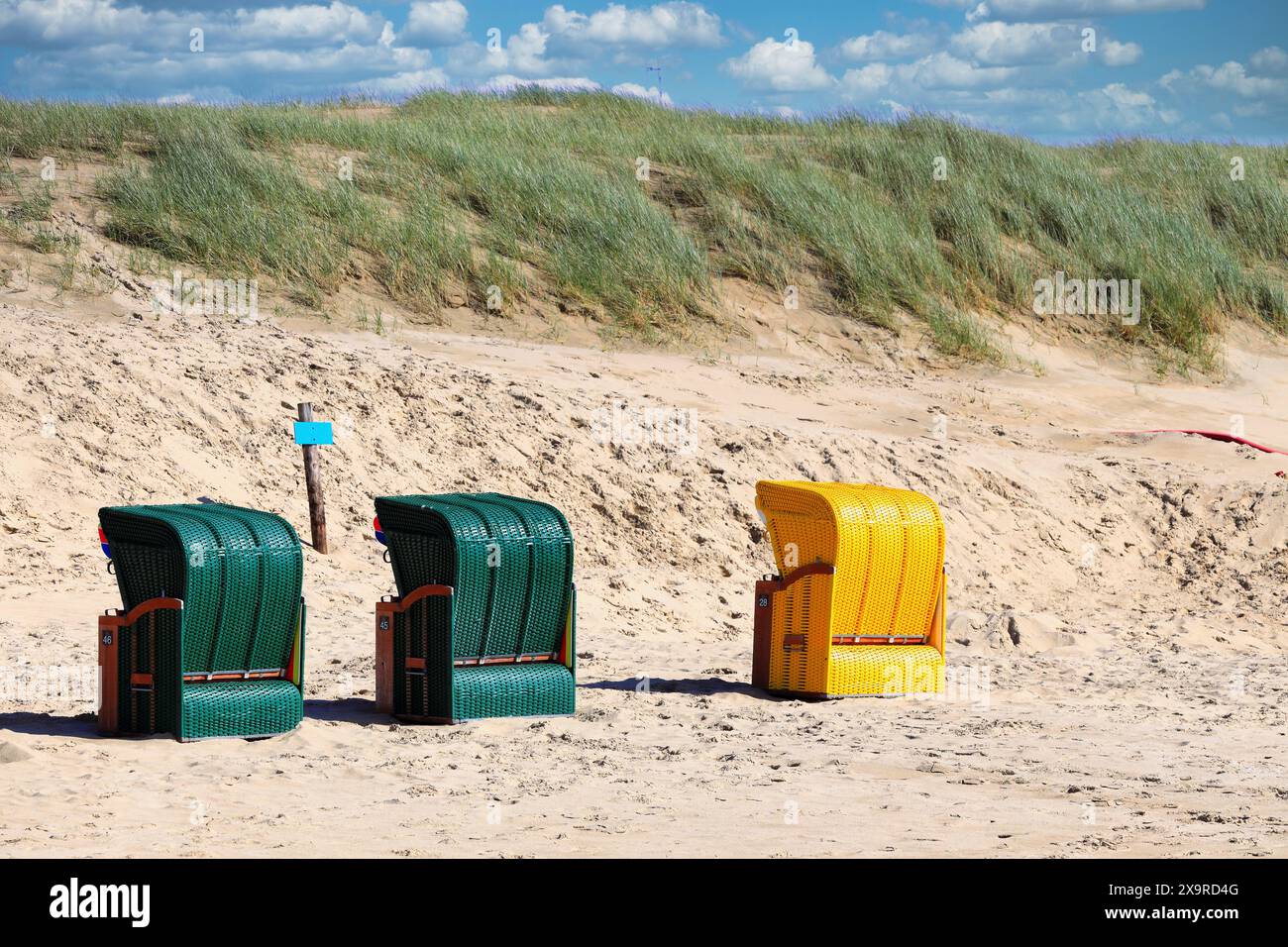 Roofed wicker beach chairs. Egmond aan Zee, North Sea, the Netherlands ...