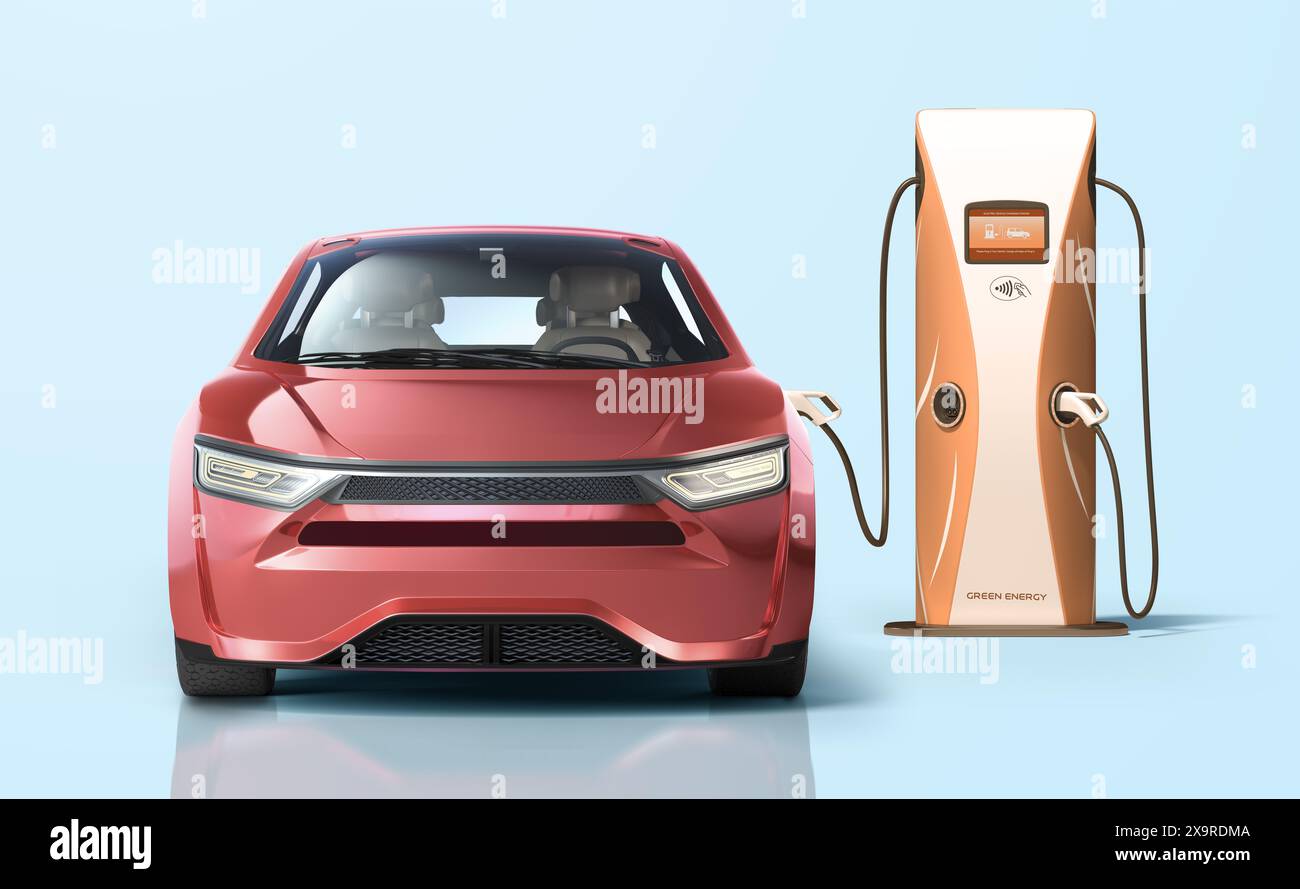Generic no brand electric car front view template 3d wall box charging ...