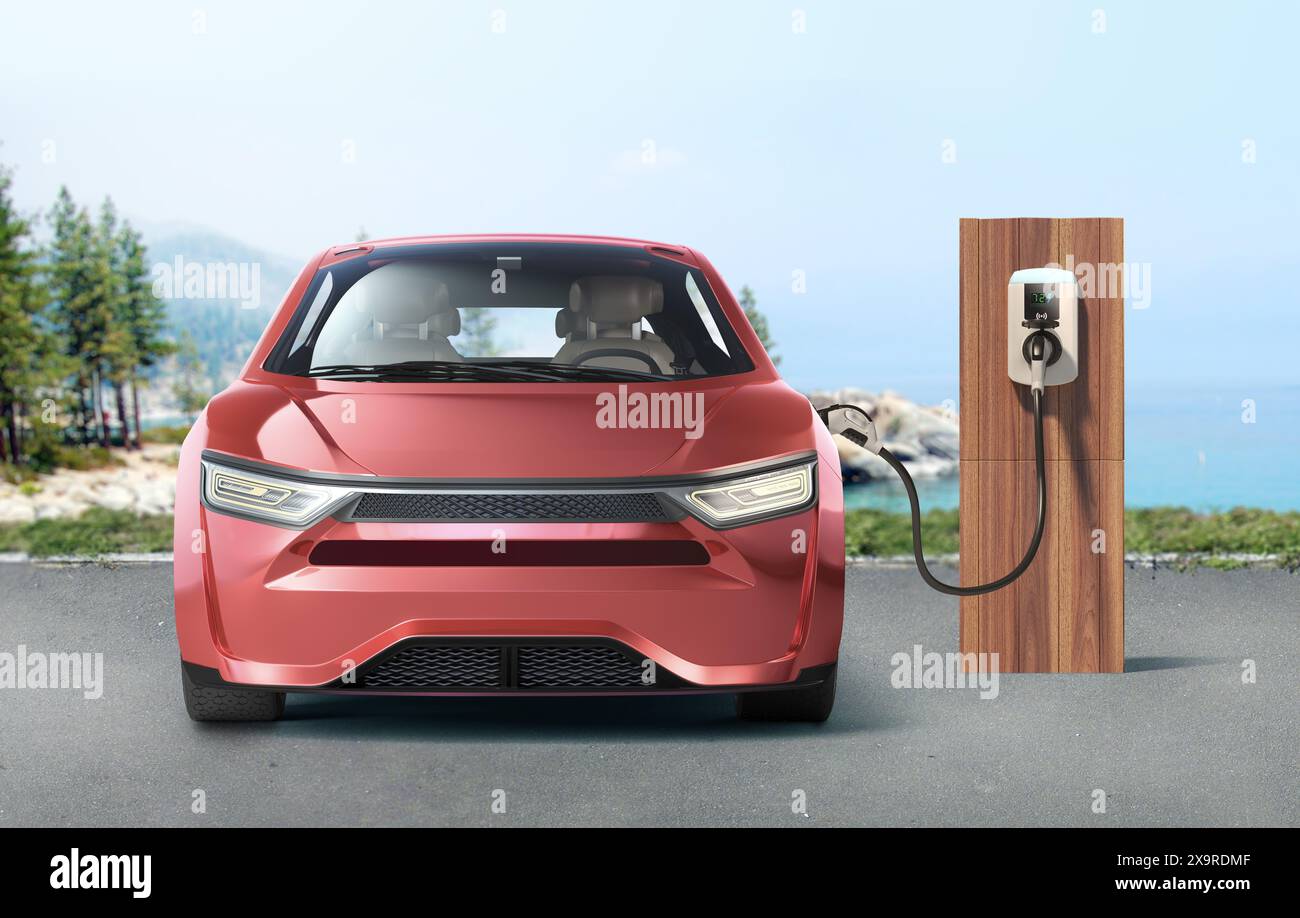 Generic no brand electric car front view template 3d wall box charging ...