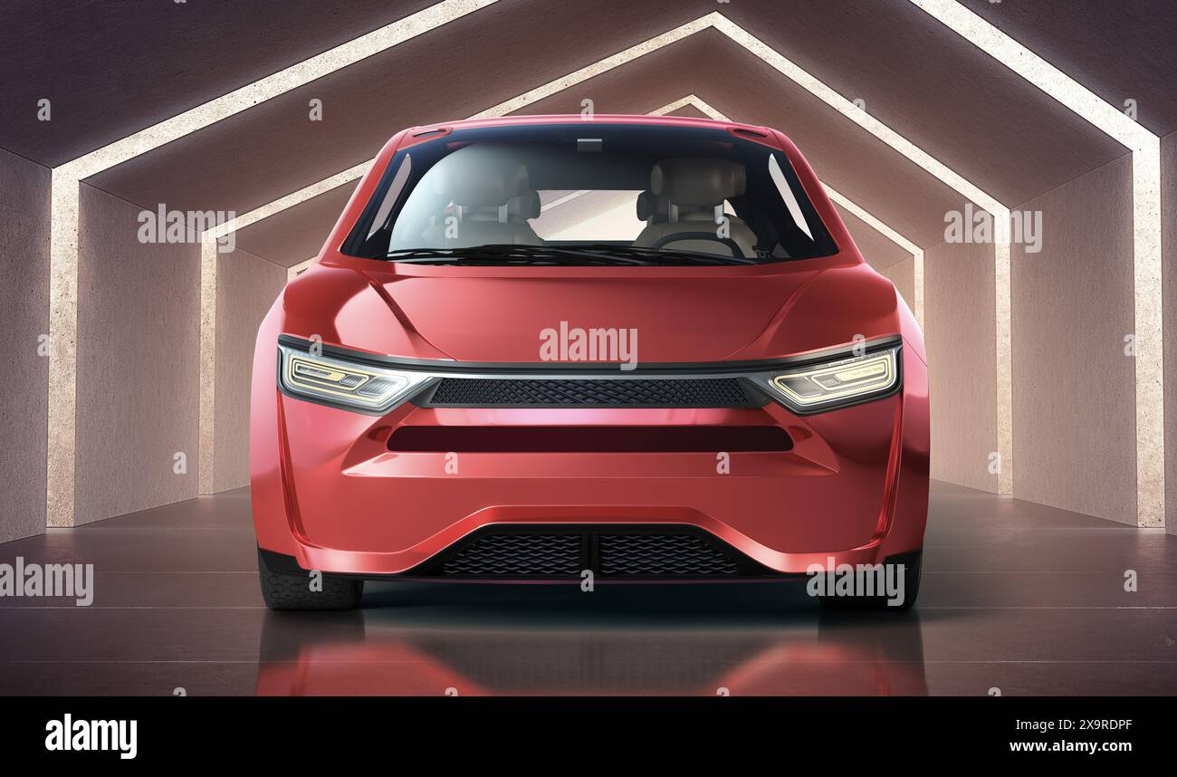 Generic no brand electric car front view template 3d visualization ...