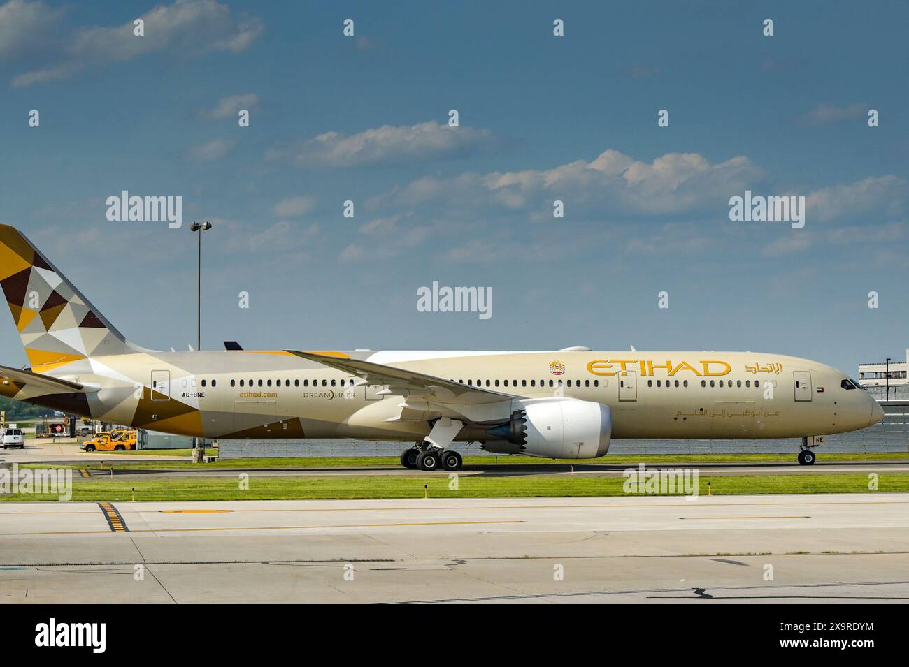 Washington DC, USA - 29 April 2024: Front view of a Boeing 787 ...