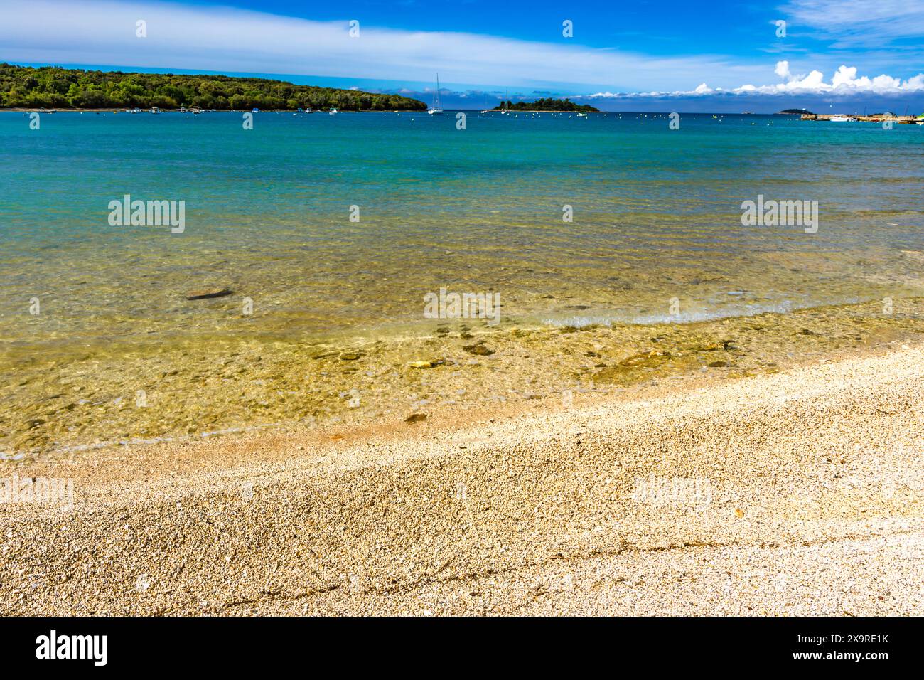 Empty rocky beaches inaccessible to tourists on the Istrian coast in ...