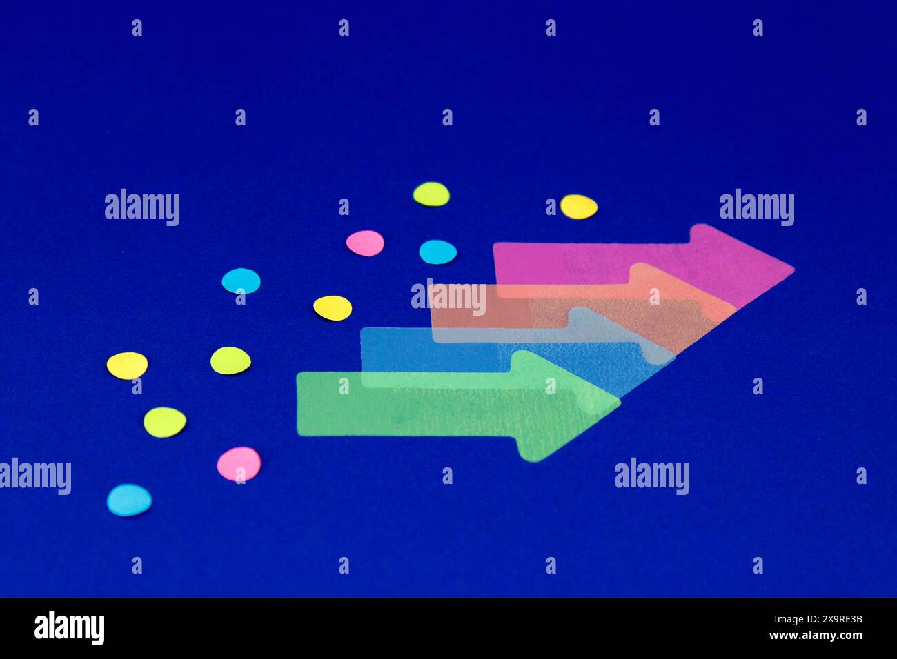 Arrows of different colors that indicate the same direction Stock Photo ...