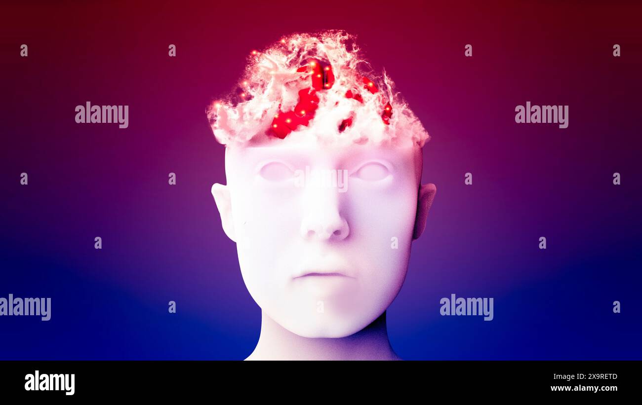 Face of a girl seen from the front. Degenerative disease. Brain ...