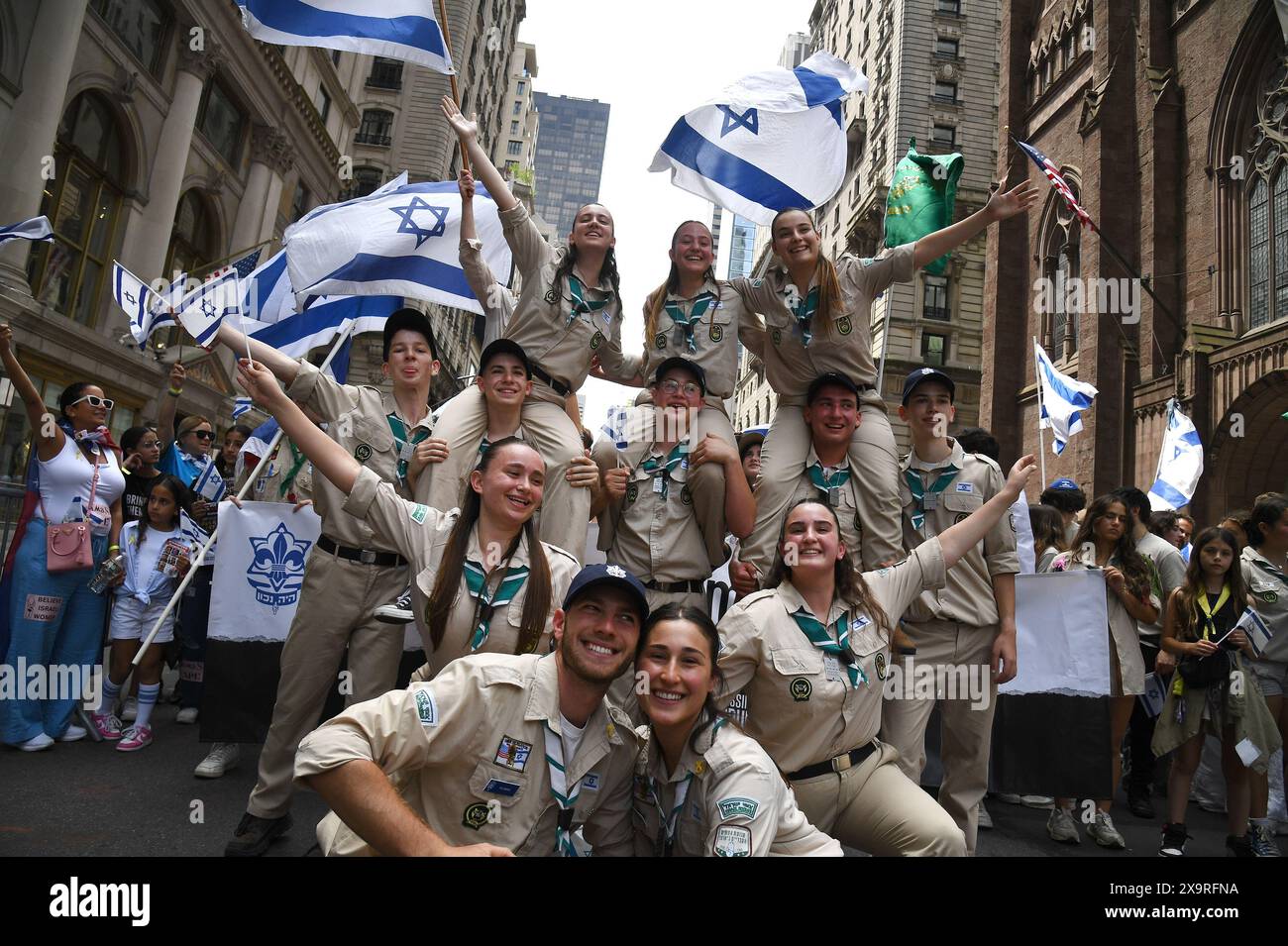 New York, USA. 02nd June, 2024. People marching in the Israeli Day ...