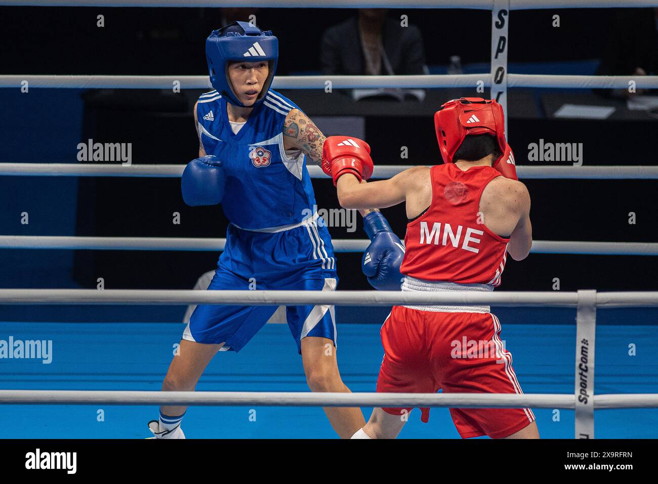 Bangkok, Thailand. 02nd June, 2024. Huang Hsiao Wen (Blue) of Chinese Taipei and Bojana Gojkovic ...