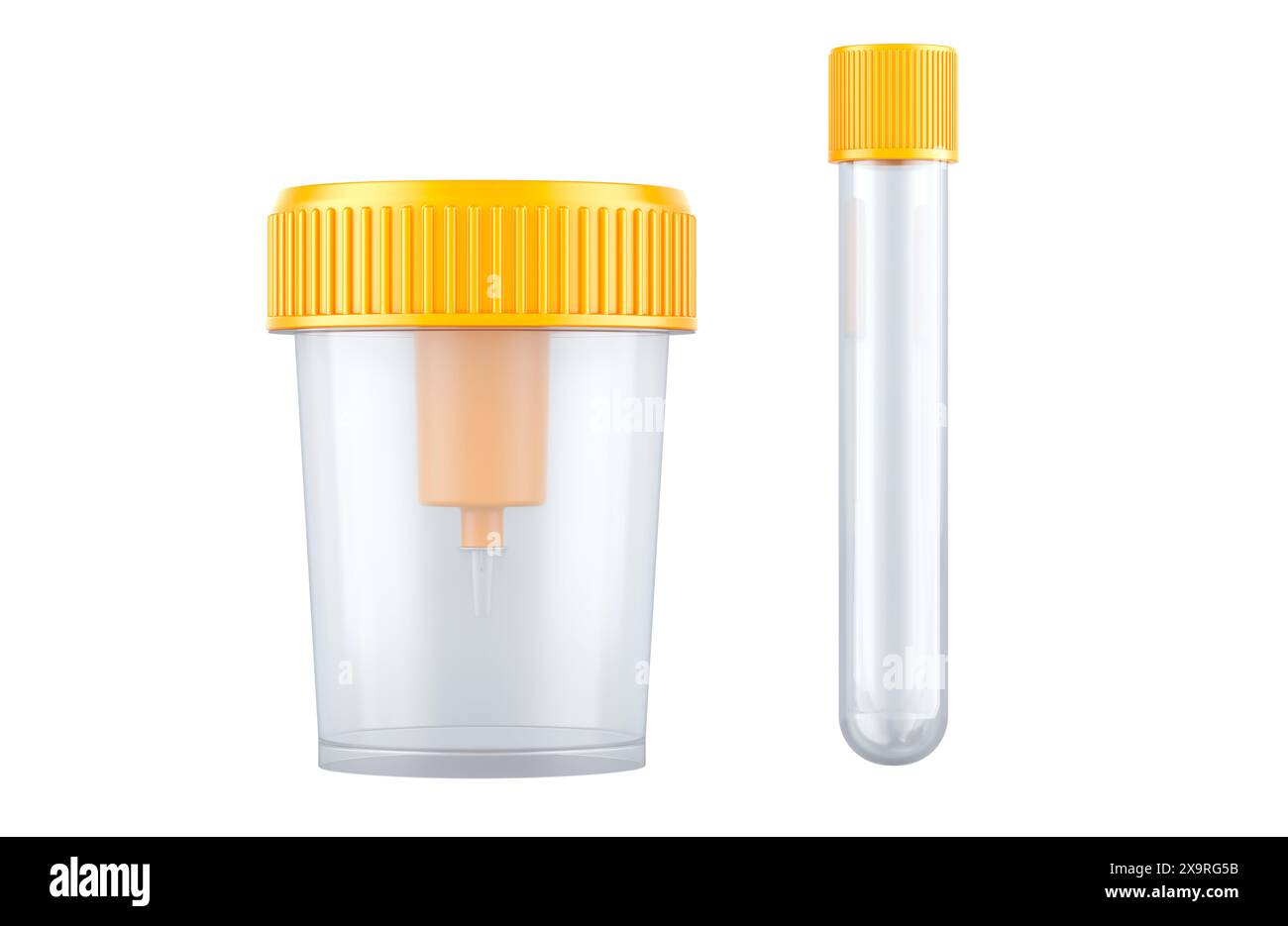 Container for Urine with Vacuum Urine Tube. 3D rendering isolated on ...