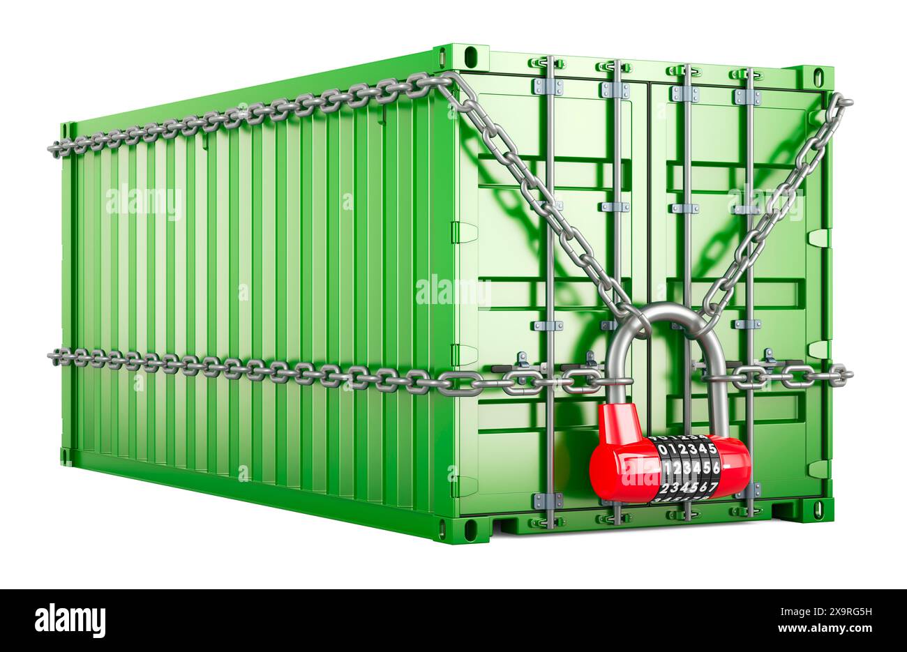 Cargo container with chain around and combination padlock. Insurance ...