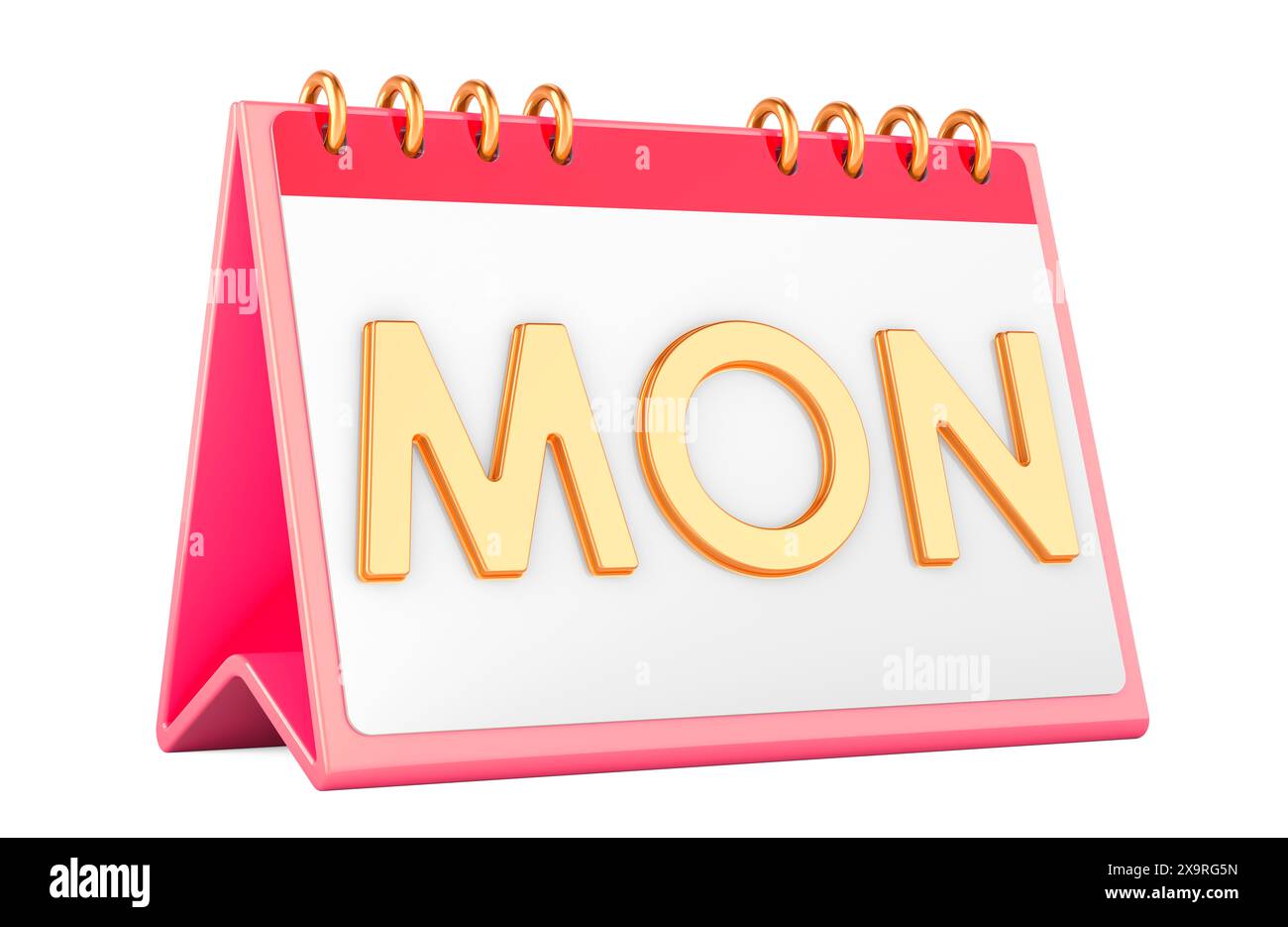 Monday Calendar Day, Week Calendar. MON Page, 3D rendering isolated on ...
