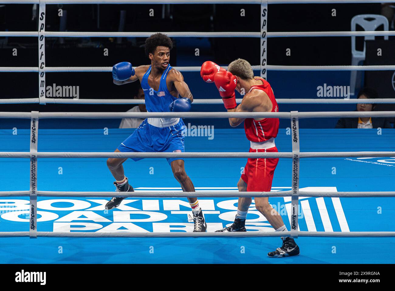 Bangkok, Thailand. 02nd June, 2024. Roscoe Hill (Blue) of USA and Gan ...