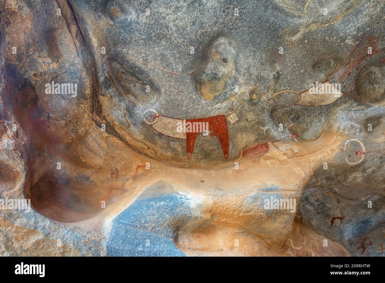 Ancient tribal rock artwork primitive carvings of cow figure, Laas Geel ...