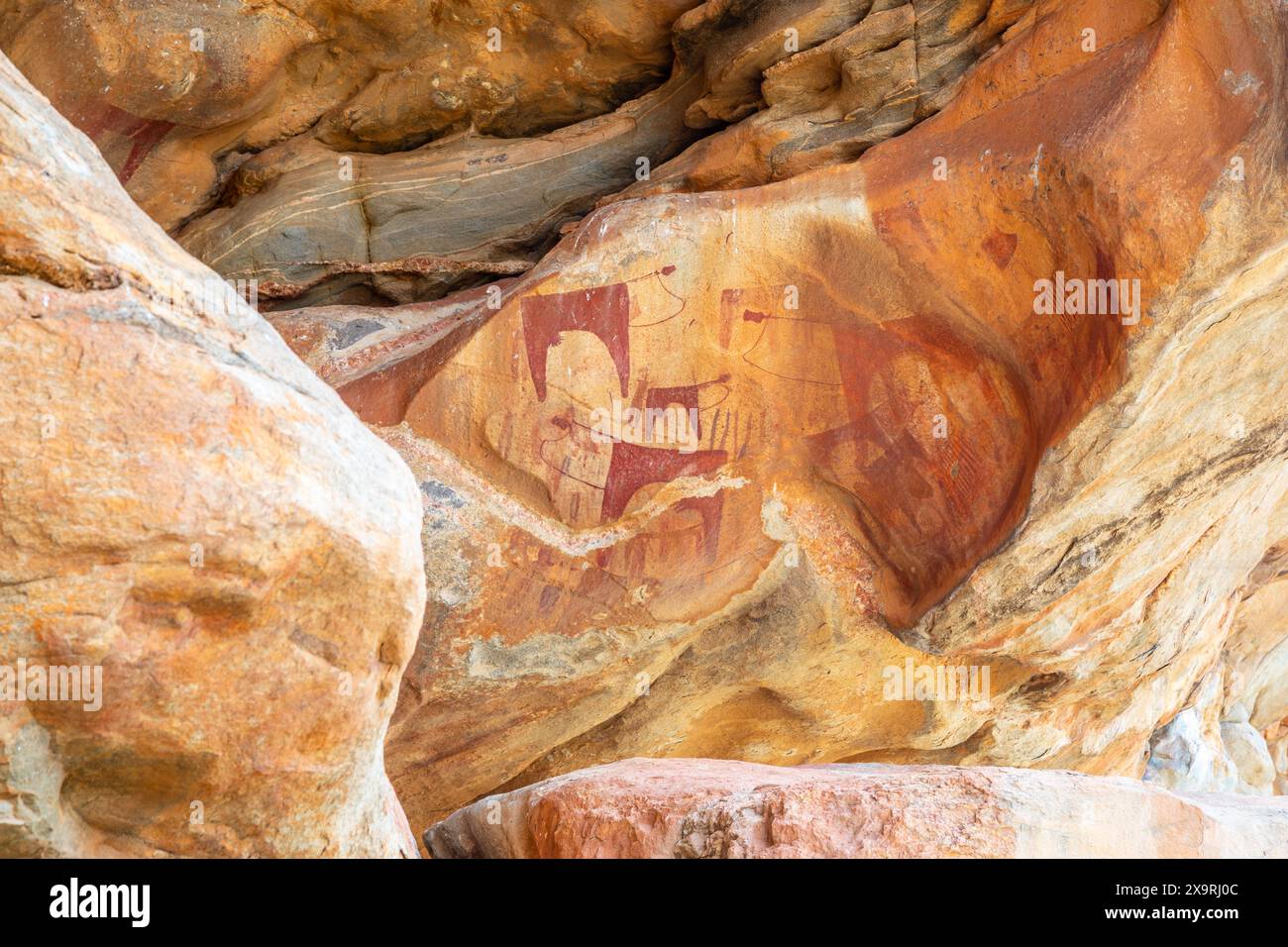 Ancient tribal rock artwork primitive carvings of livestock animal ...