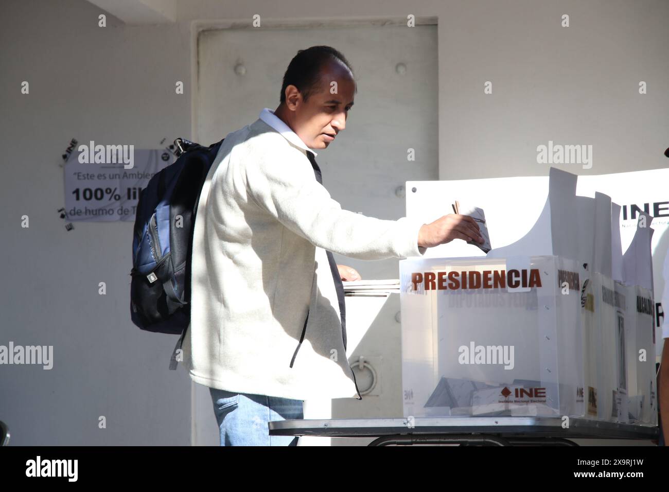 Mexico City, Mexico. 02nd June, 2024. A Mexican citizen casting their ...