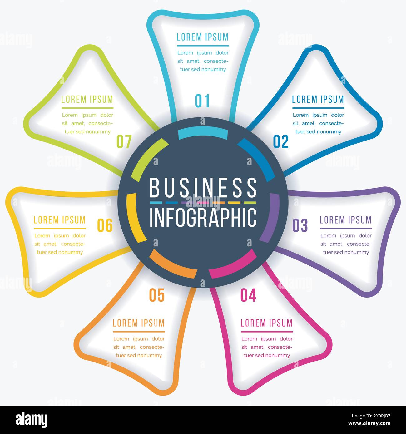 Circle Infographic design 7 Steps, objects, elements or options ...