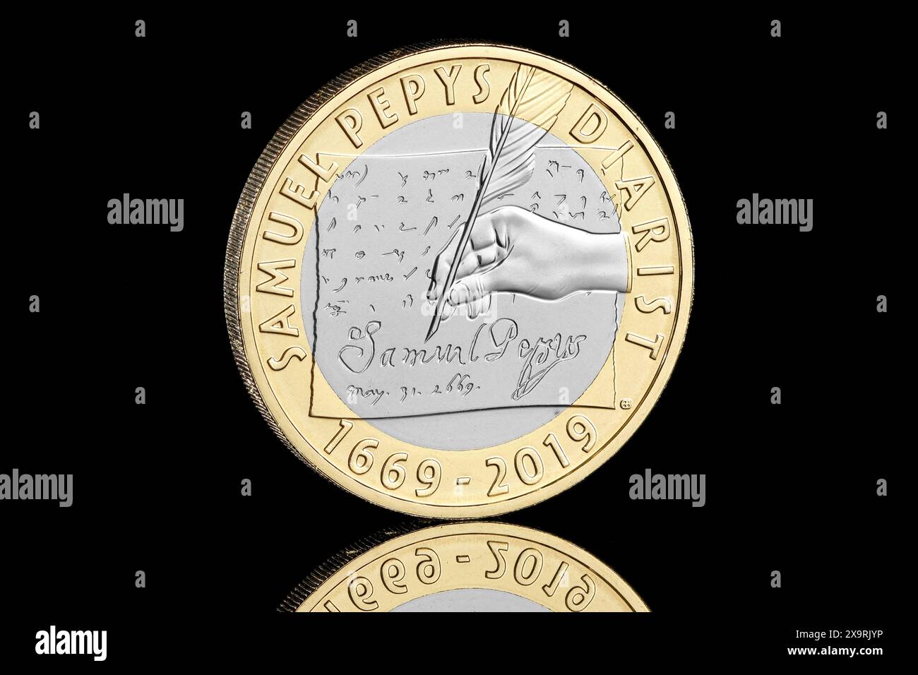 2019 £2 coin to commemorate 350 years since the last entry of Samuel ...
