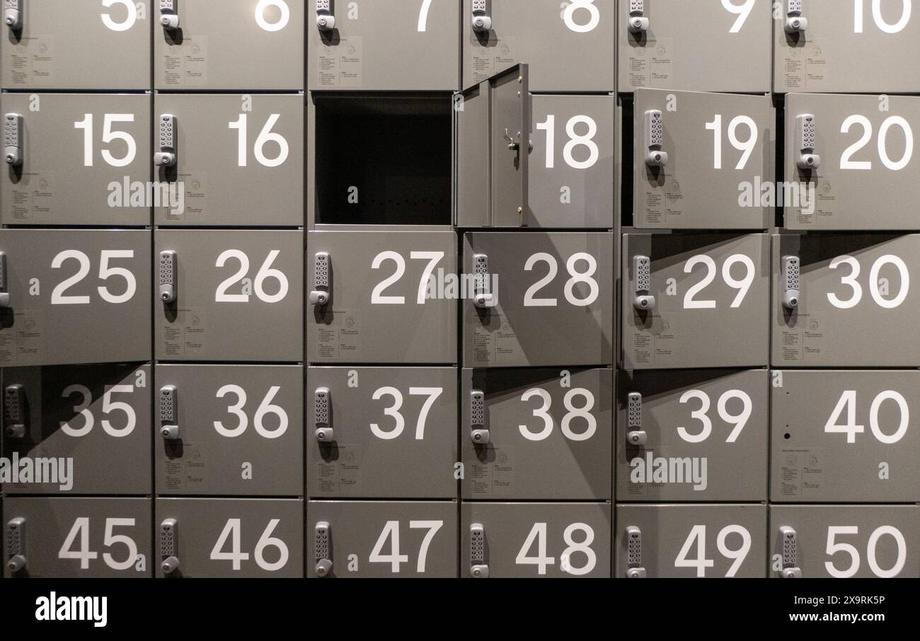 numbered lockers at public building Stock Photo - Alamy