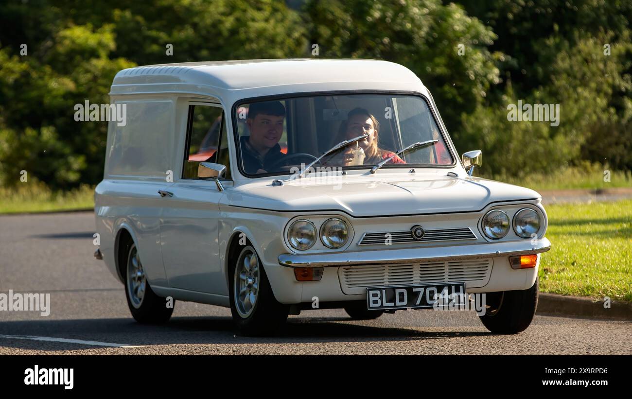 Stony Stratford,UK - June 2nd 2024: 1970 white Hillman Imp van driving ...