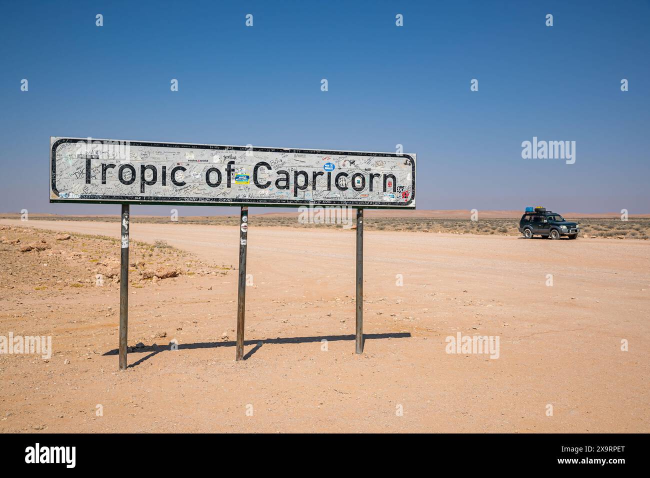 Namibia, Khomas Region, Crossing the Tropic, Tropic sign Stock Photo ...
