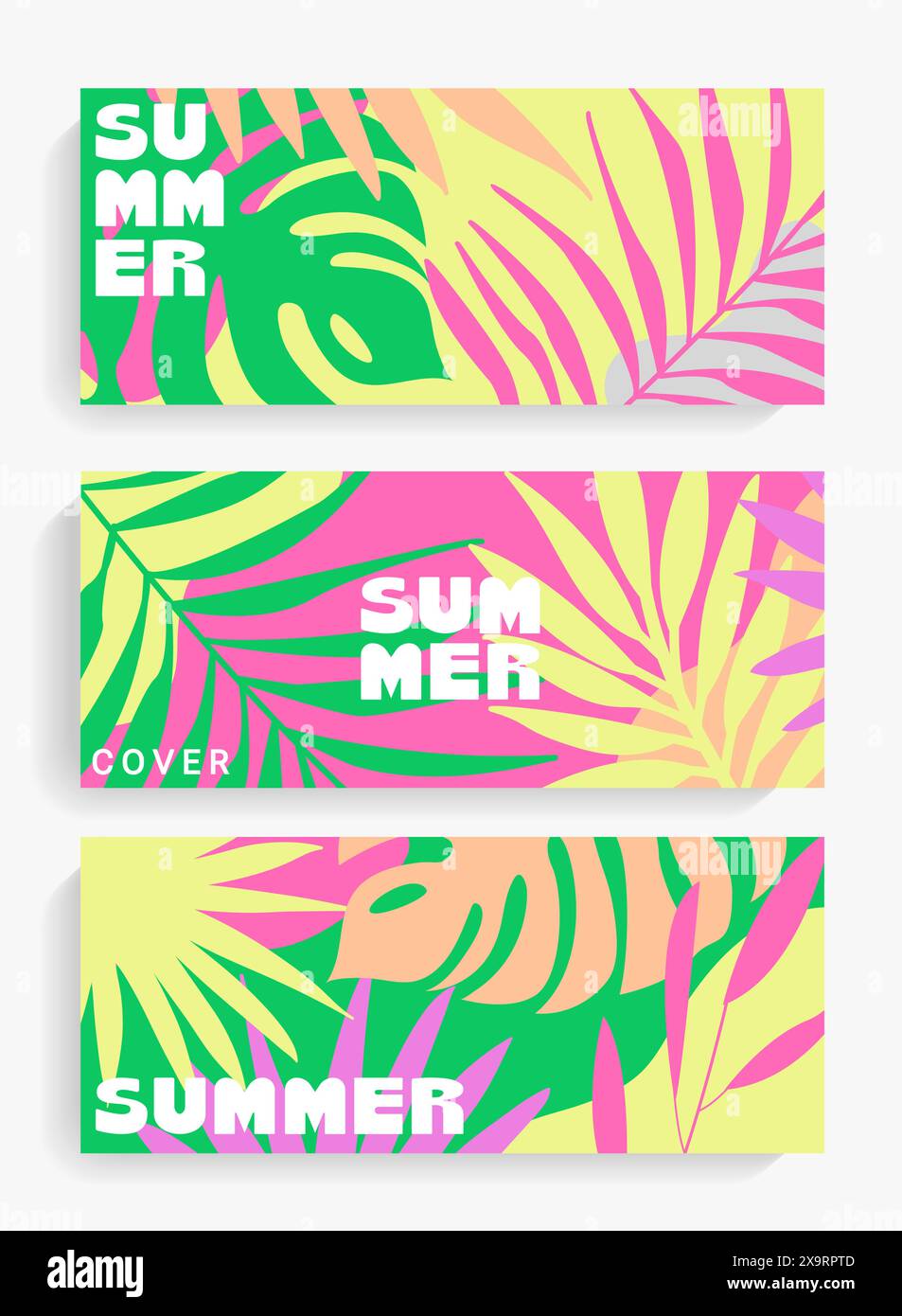 Tropical themed,summer bright horizontal banners Stock Vector Image ...