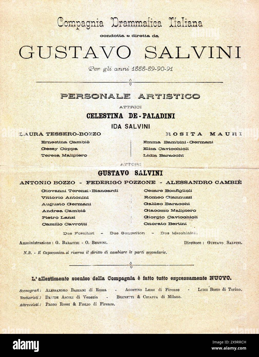 1888 , ITALY : The italian actor GUSTAVO SALVINI ( 1859 - 1930 ), son ...