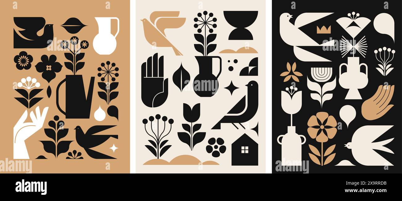 Black, gold and white modern symbolist design. minimalist black ...