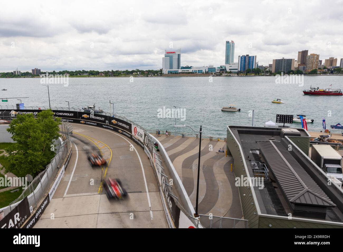 Detroit, Michigan, USA. June 2nd, 2024: Cars race down the Detroit ...