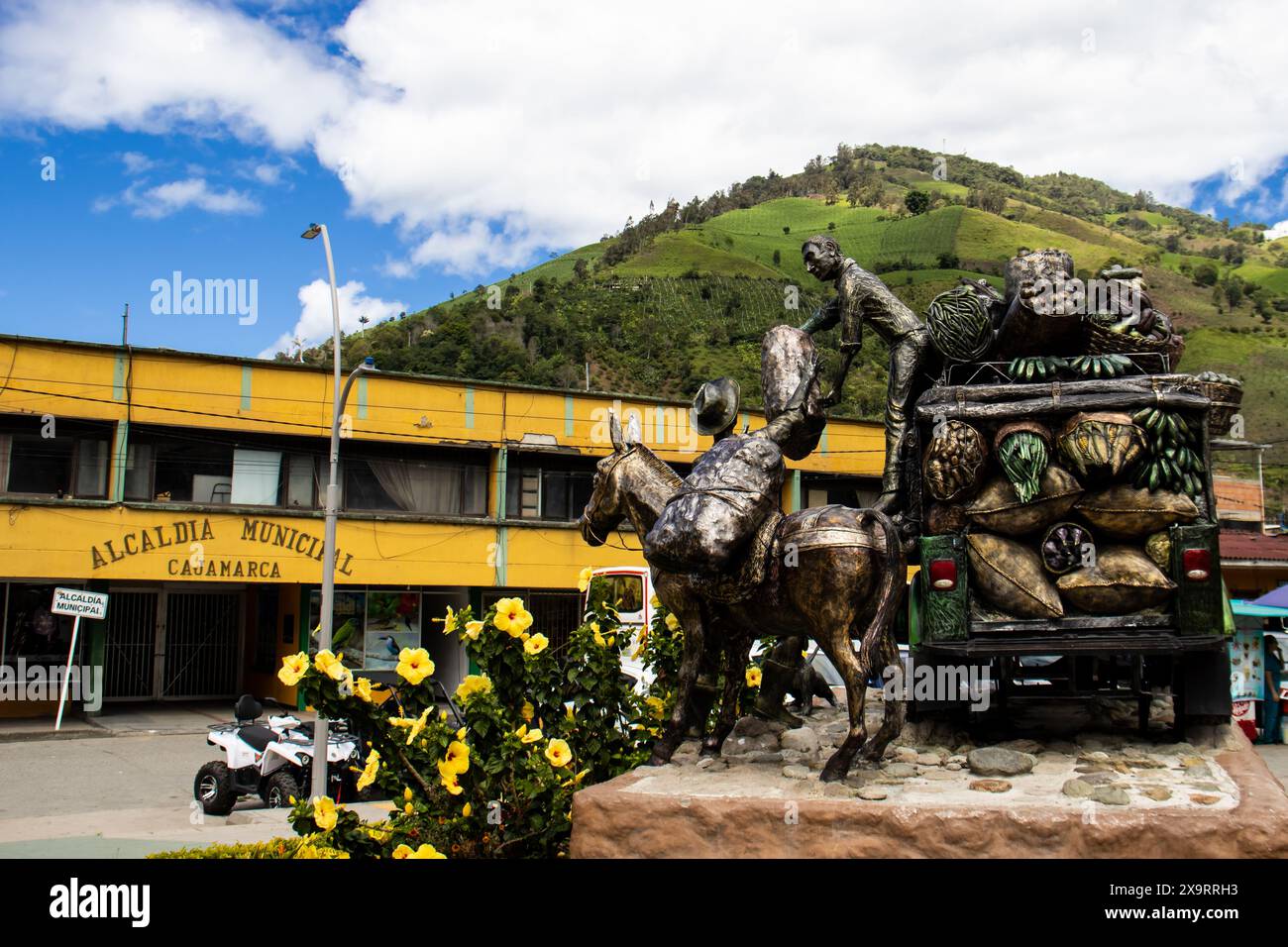 CAJAMARCA, COLOMBIA - JUNE 01, 2024: Monument to the traditional yipao ...