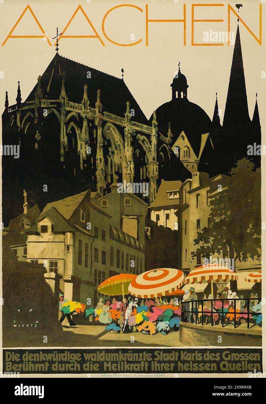 Vintage German Travel Poster: Aachen by Jupp Wiertz circa 1930 ...