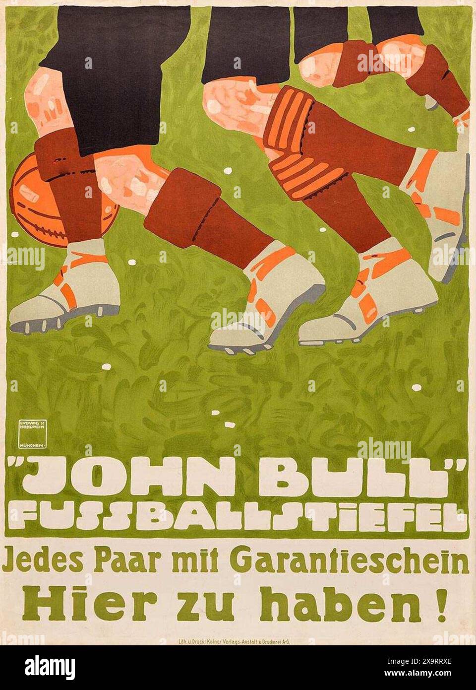 Vintage German Sport Poster : "John Bull" football boots advertising by ...