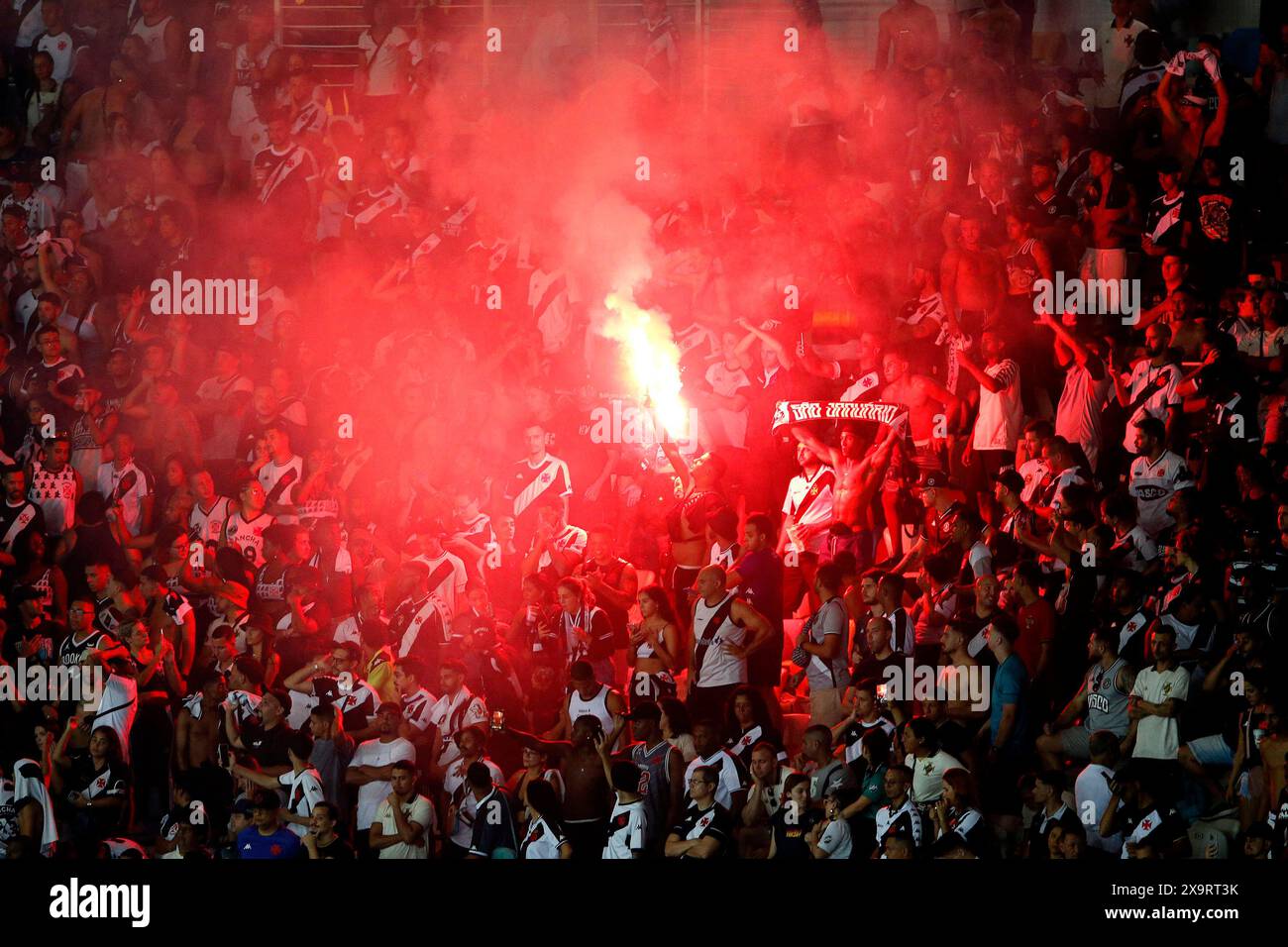 Rio de Janeiro, Brazil. 02nd June, 2024. Vasco da Gama fans Light flags ...