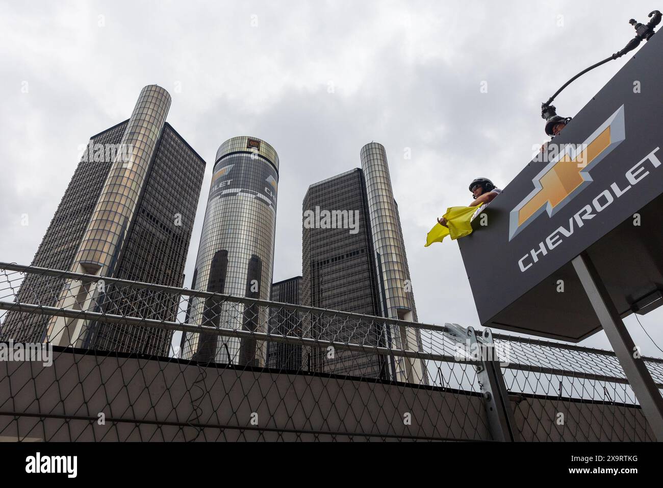 Detroit, Michigan, USA. June 2nd, 2024: Flaggers watch the track in the ...