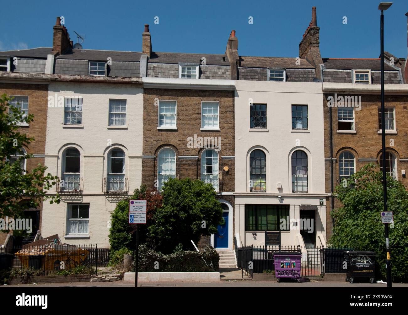 Terrace of Elegant Houses, Bow Road, Bow, East London, UK Stock Photo ...