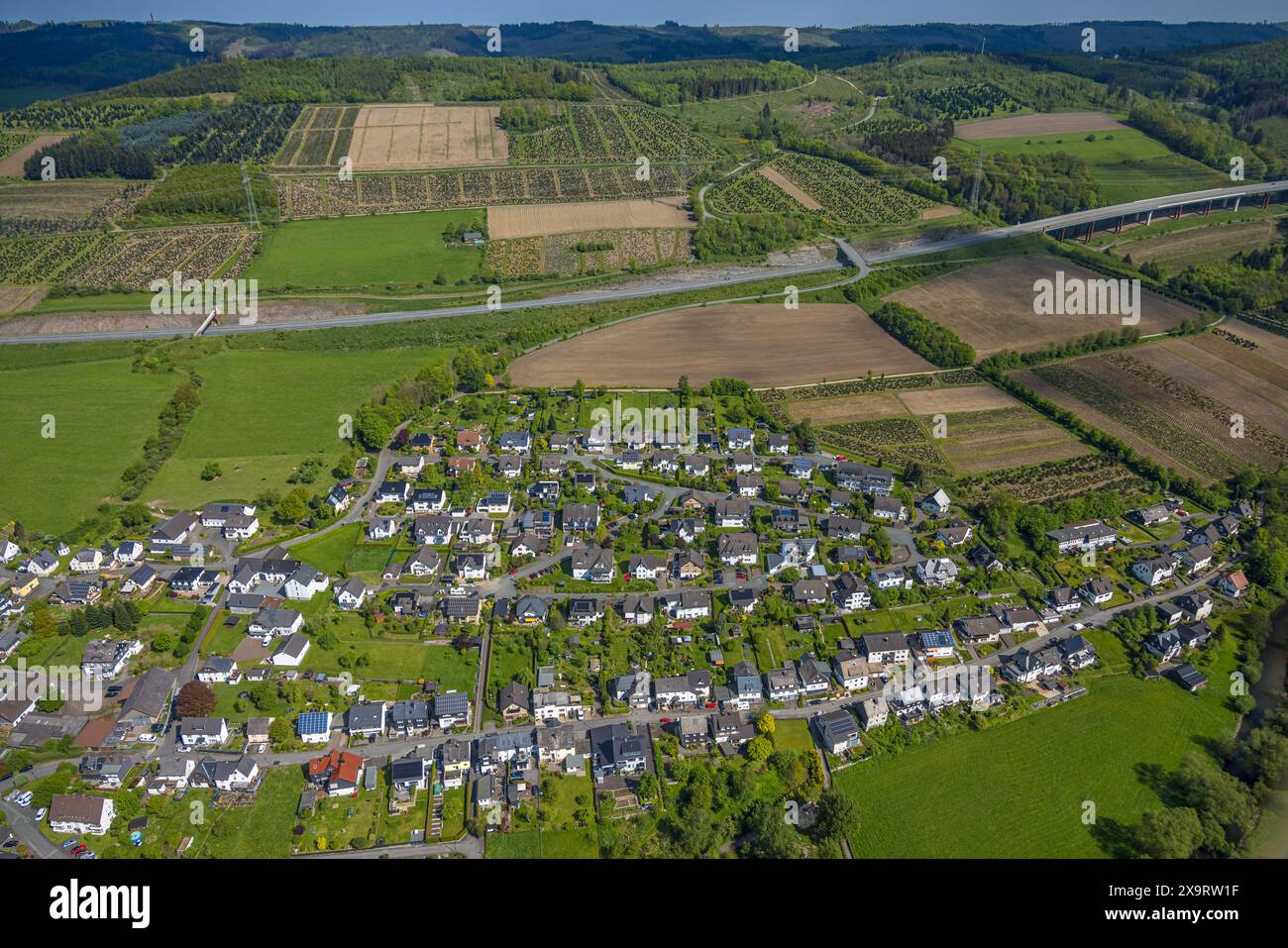 Aerial view, residential area, view of Velmede district surrounded by ...