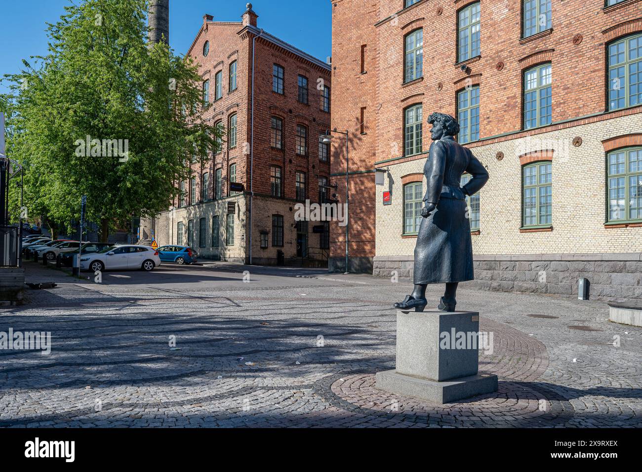 Bronze sculpture of author Moa Martinson by Peter Linde in the historic ...
