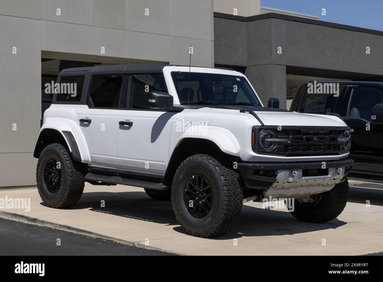 Zionsville - May 30, 2024: Ford Bronco Raptor dealership display. Ford offers the Bronco in Big ...