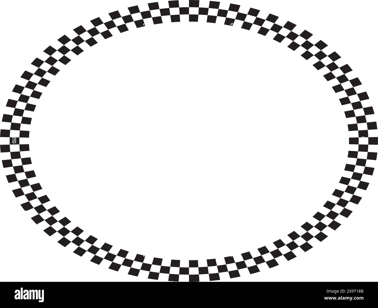 Oval Frame With Checkered Print Elliptic Vignette With Checkerboard Race Flag Or Chess Game 