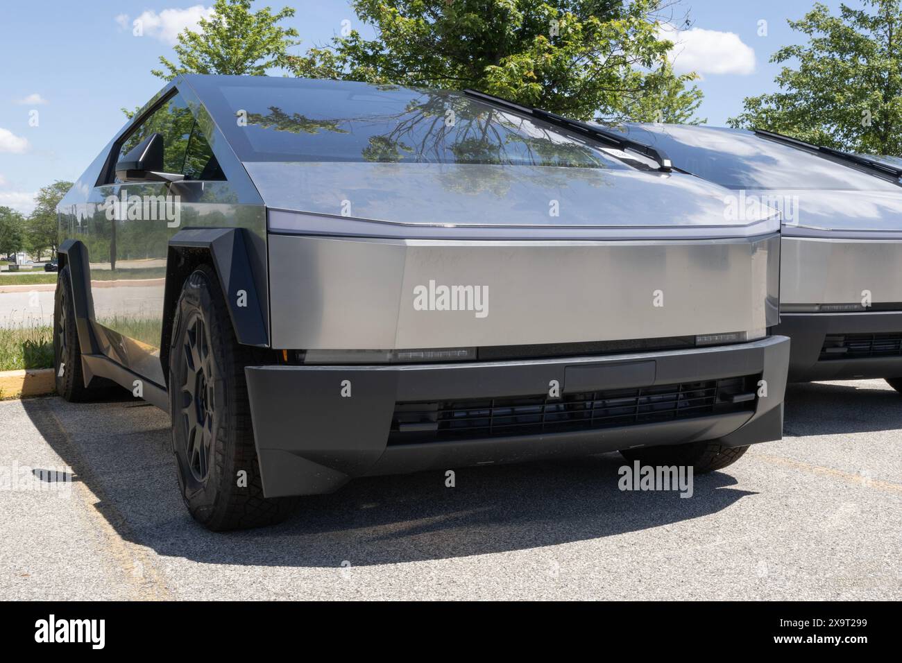 Indianapolis - May 30, 2024: Tesla Cybertruck display at a dealership ...